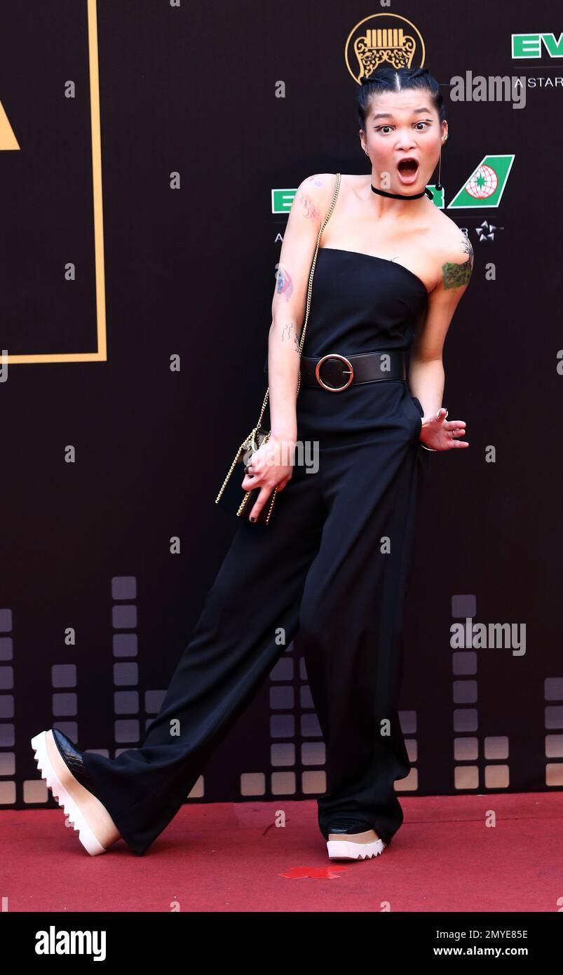 Chinese singer Su Yunying arrives at the 27th Golden Melody Awards in ...