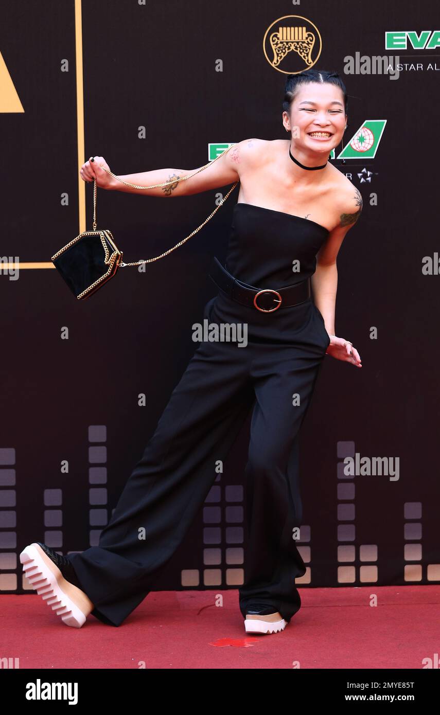 Chinese singer Su Yunying arrives at the 27th Golden Melody Awards in ...