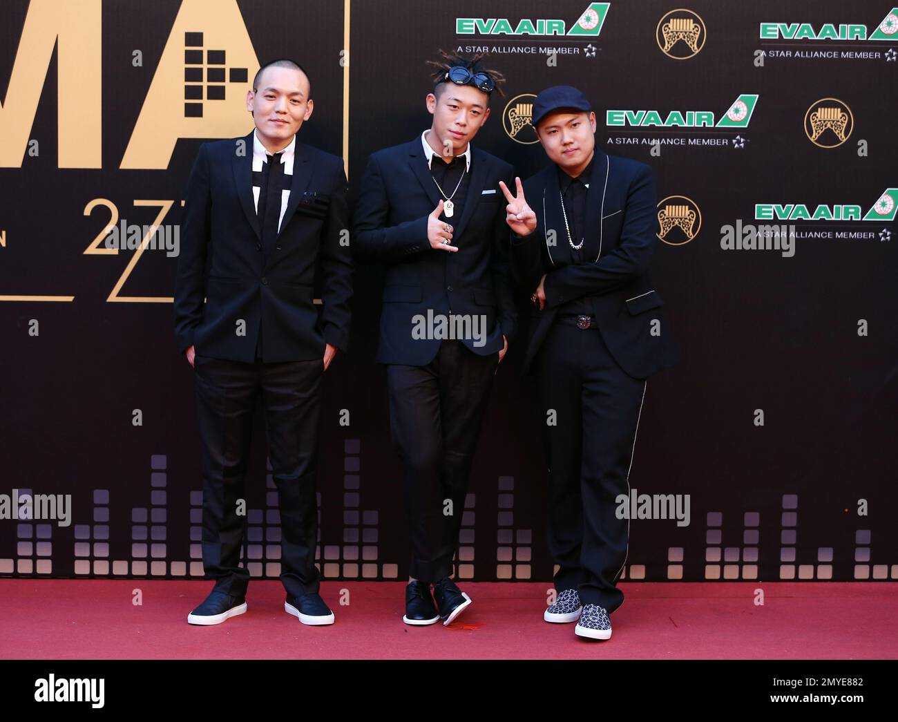 Taiwanese pop group Nine One One arrive at the 27th Golden Melody ...