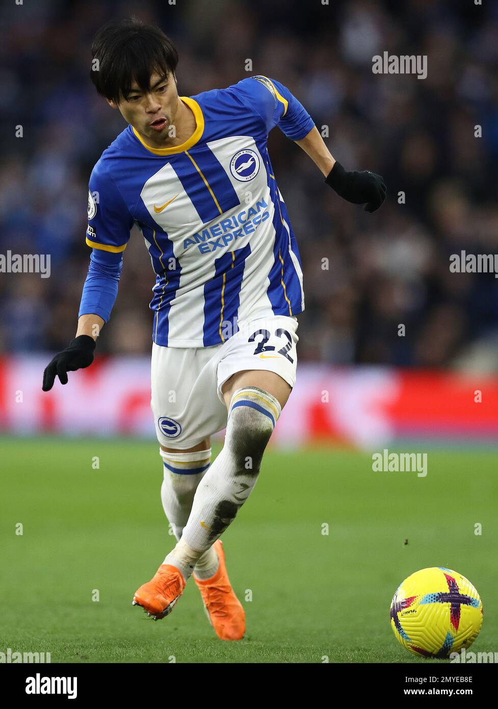 Brighton and Hove, England, 4th February 2023. Kaoru Mitoma of Brighton ...