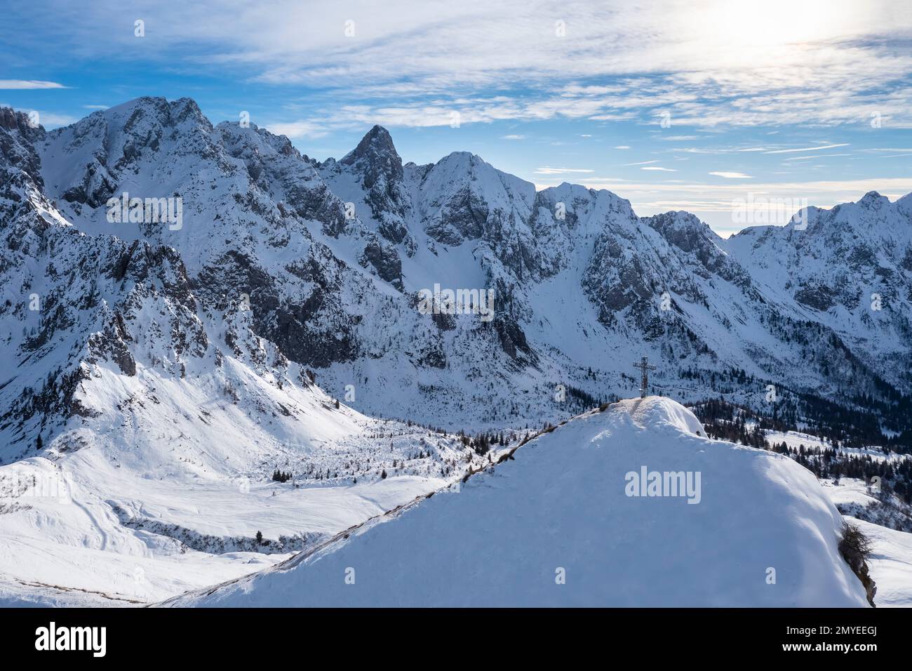 Aerial view of the Campelli di Schilpario and Cimone della Bagozza in ...