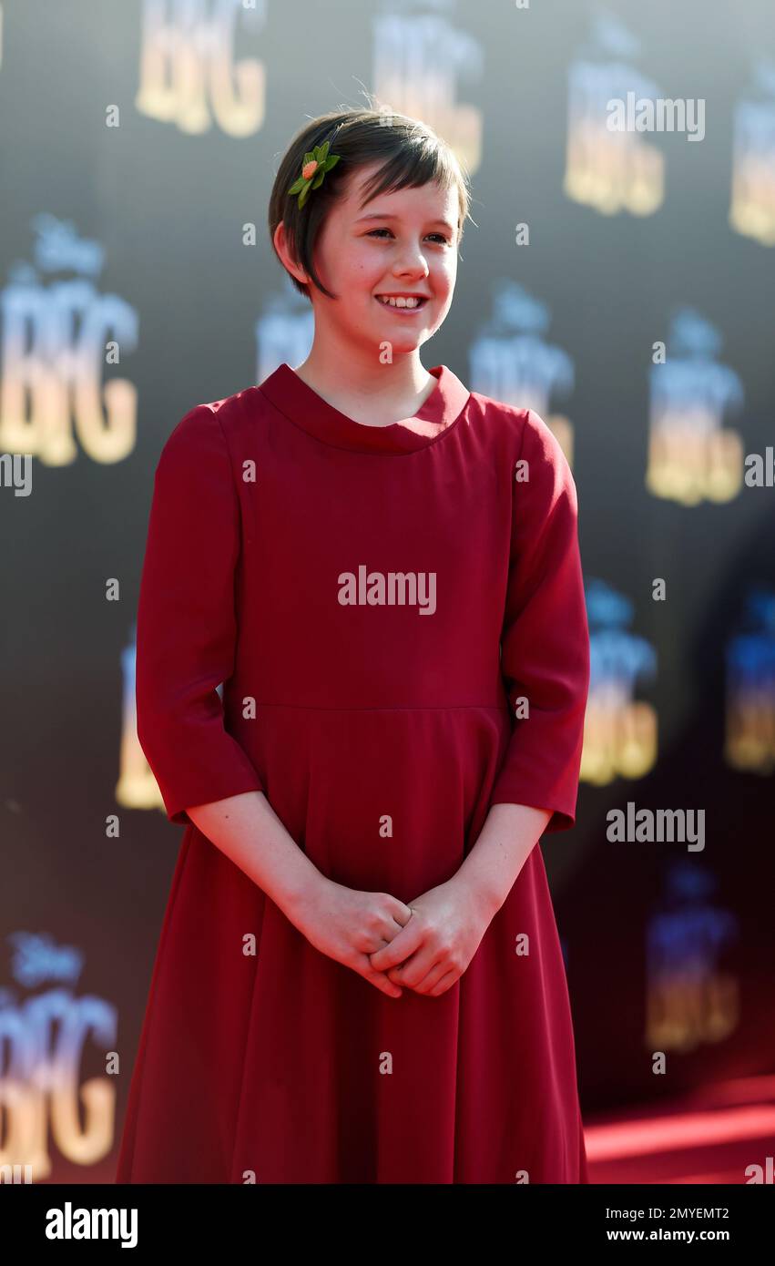 Ruby Barnhill, a cast member in "The BFG," poses at the premiere of the ...