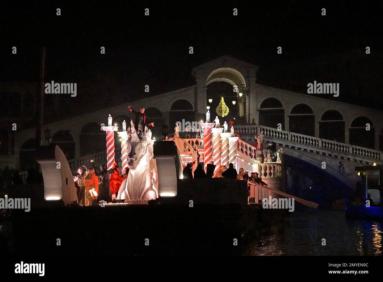 A floating stage displaying a Unicorn head leads the opening parade of ...