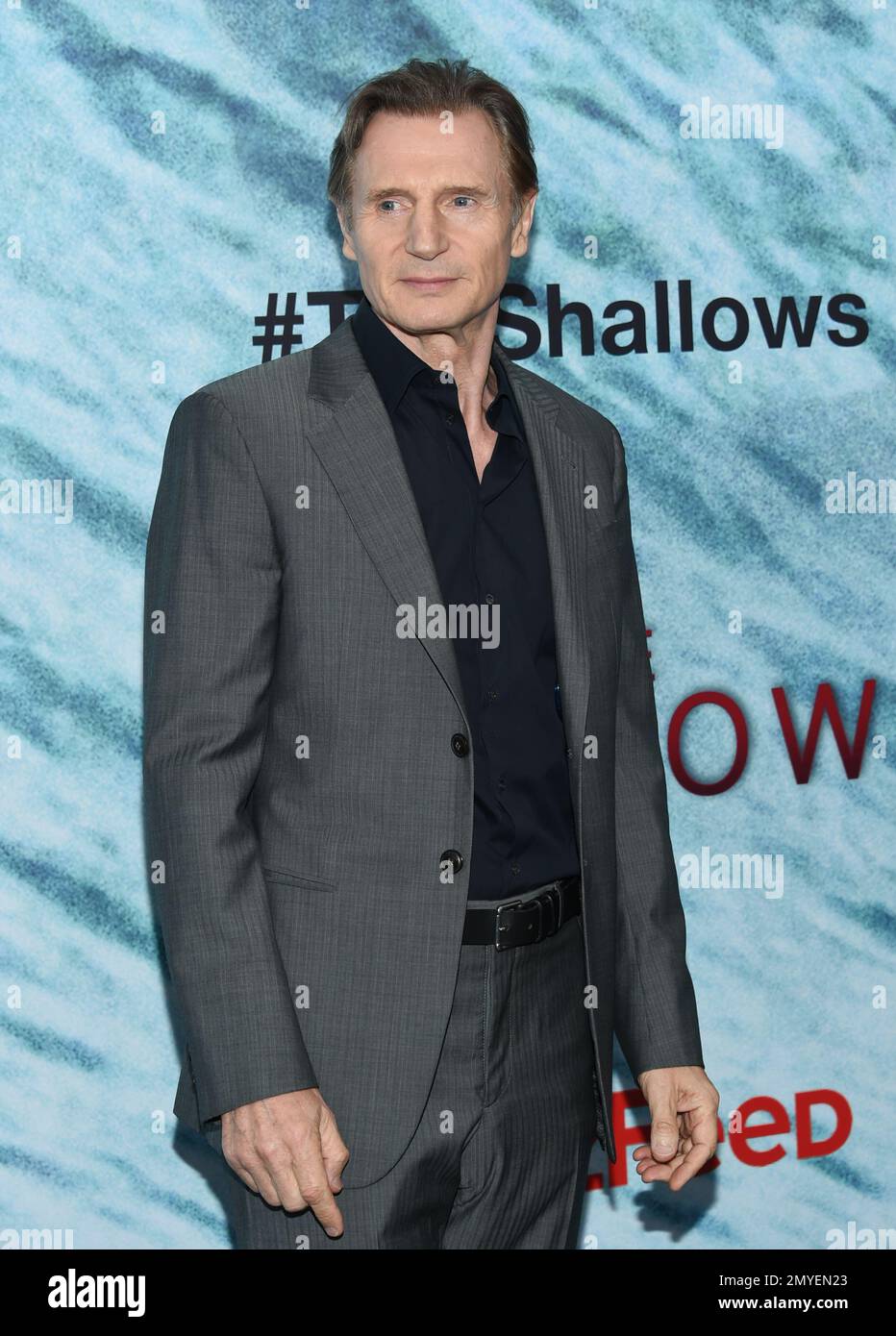 Liam Neeson attends the world premiere of "The Shallows" at AMC Loews ...