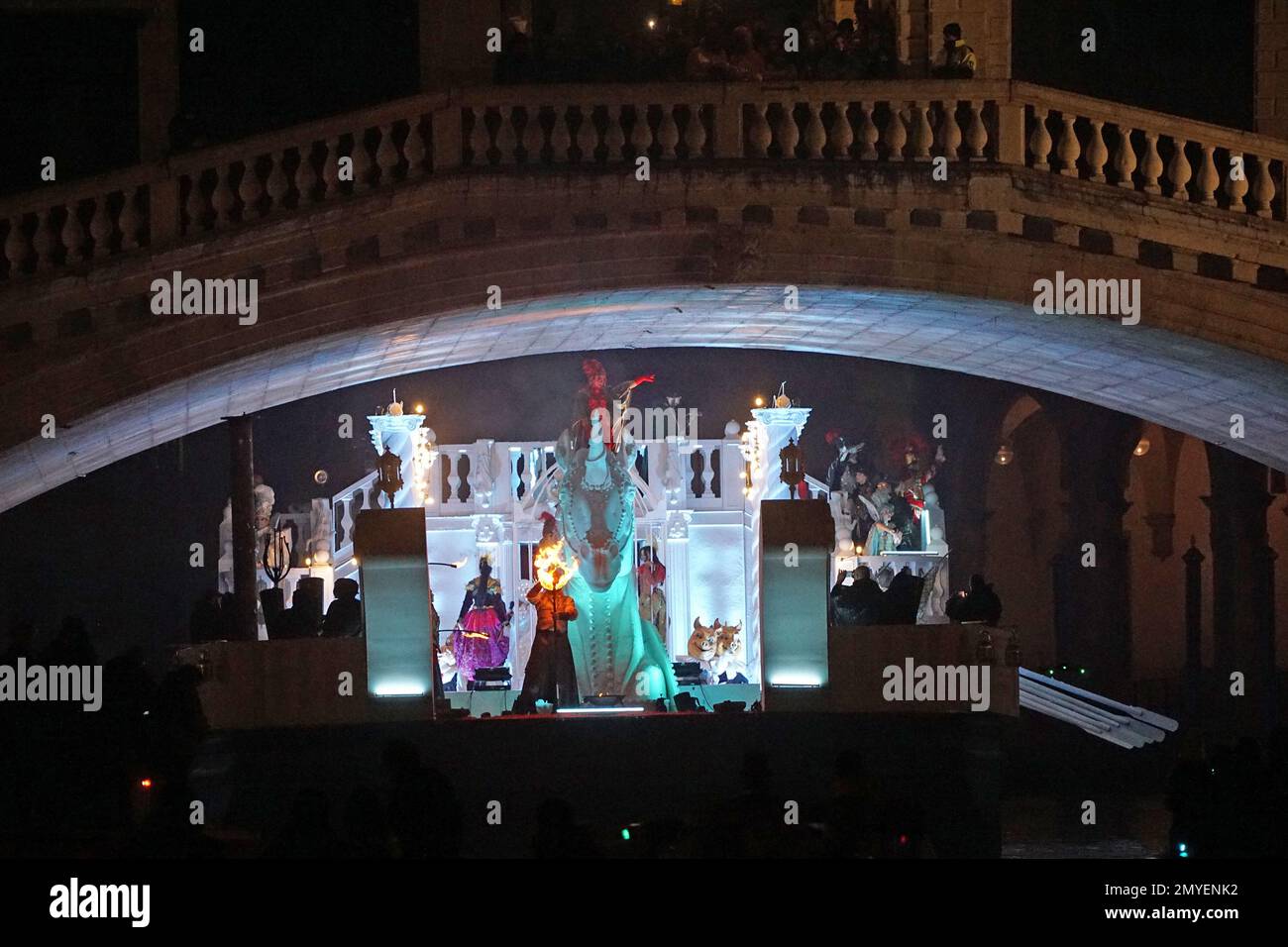 A floating stage displaying a Unicorn head leads the opening parade of ...