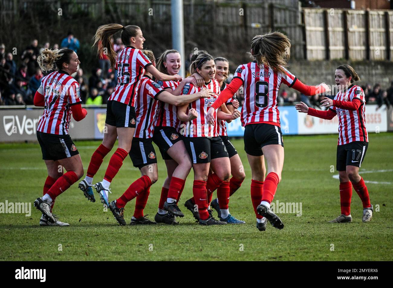 Sunderland AFC Women celebrate Abbey Holmes' equalising goal against ...