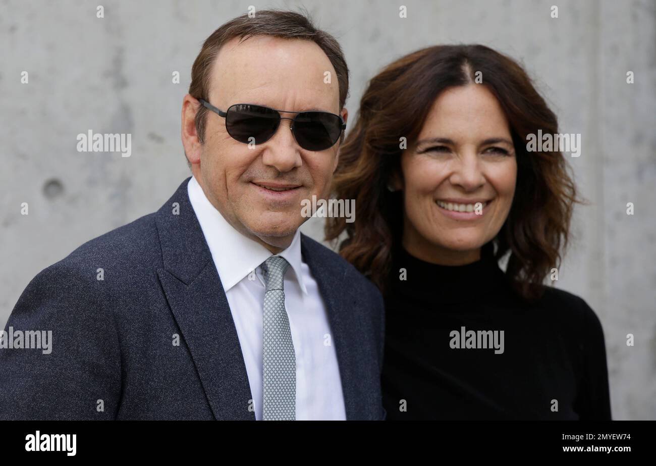 Actor Kevin Spacey is flanked by Roberta Armani upon his arrival to ...