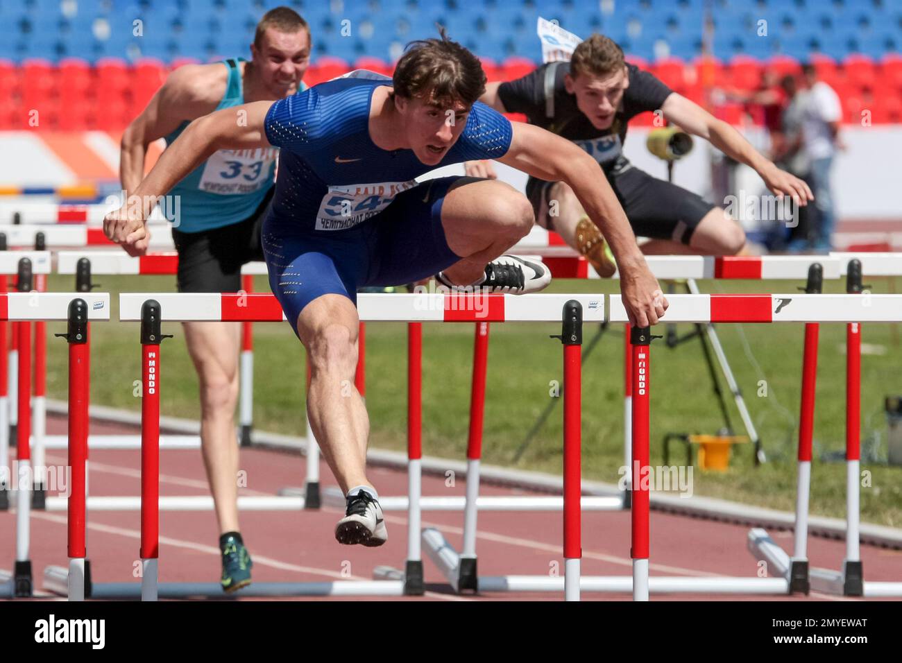 World 110-meter champion Sergei Shubenkov competes at the National ...