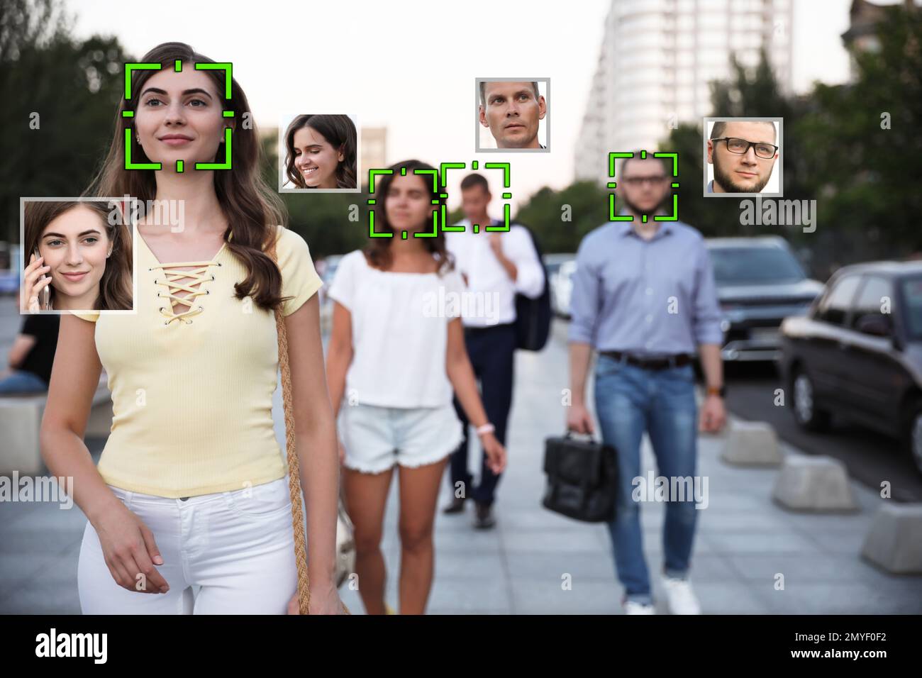 Facial recognition technology and crowd hi-res stock photography and ...