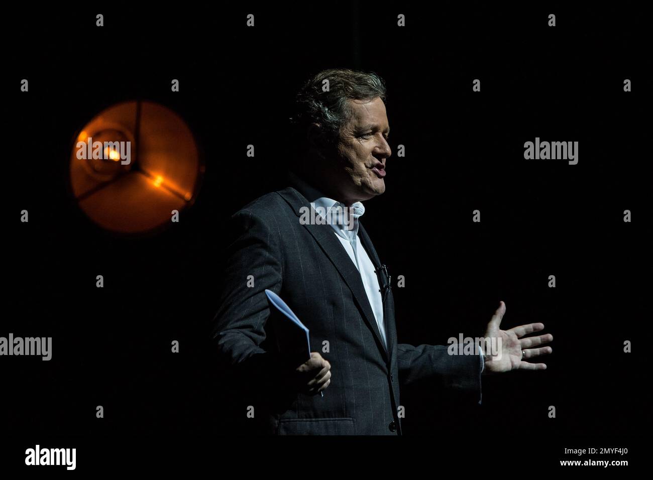 British journalist Piers Morgan speaks to the audience before ...