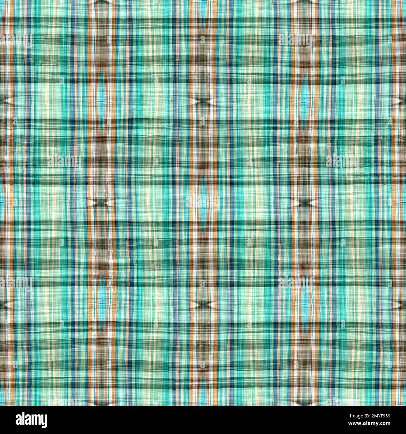 Teal rustic coastal beach house check fabric tile. Seamless sailor ...