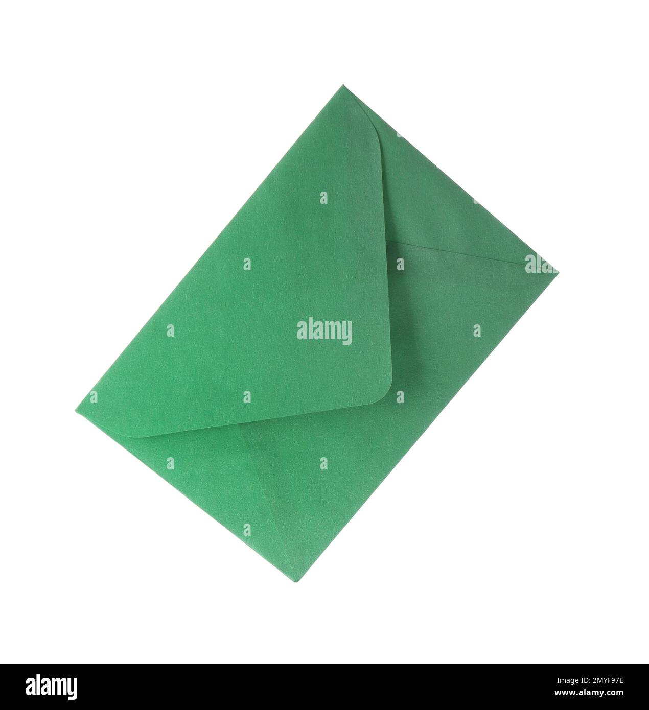 Green paper envelope isolated on white. Mail service Stock Photo - Alamy