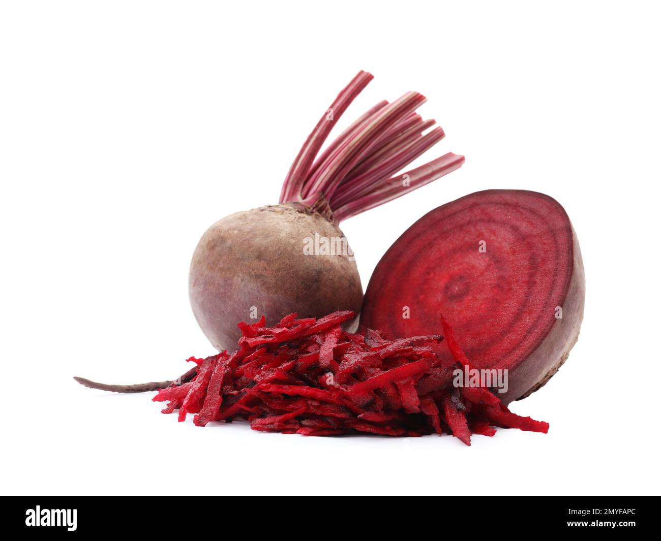 Whole, cut and grated red beets on white background Stock Photo - Alamy