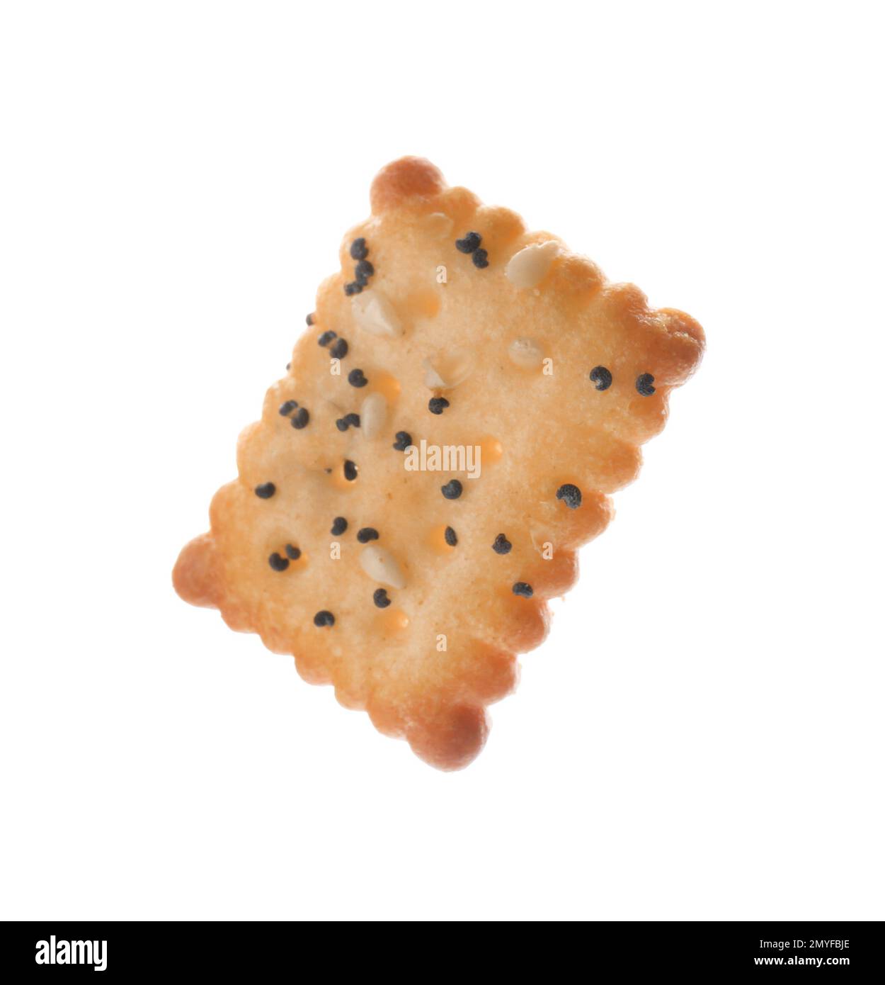 Delicious crispy cracker with poppy and sesame seeds isolated on white Stock Photo - Alamy