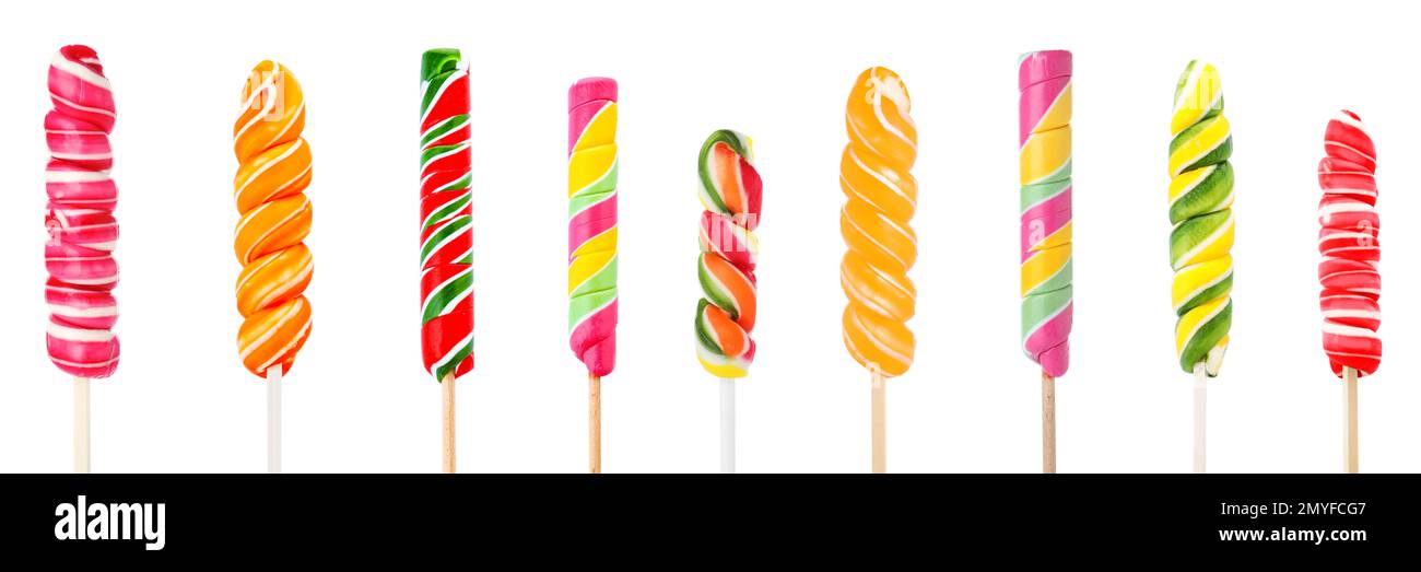 Set of delicious candies on white background. Banner design Stock Photo ...