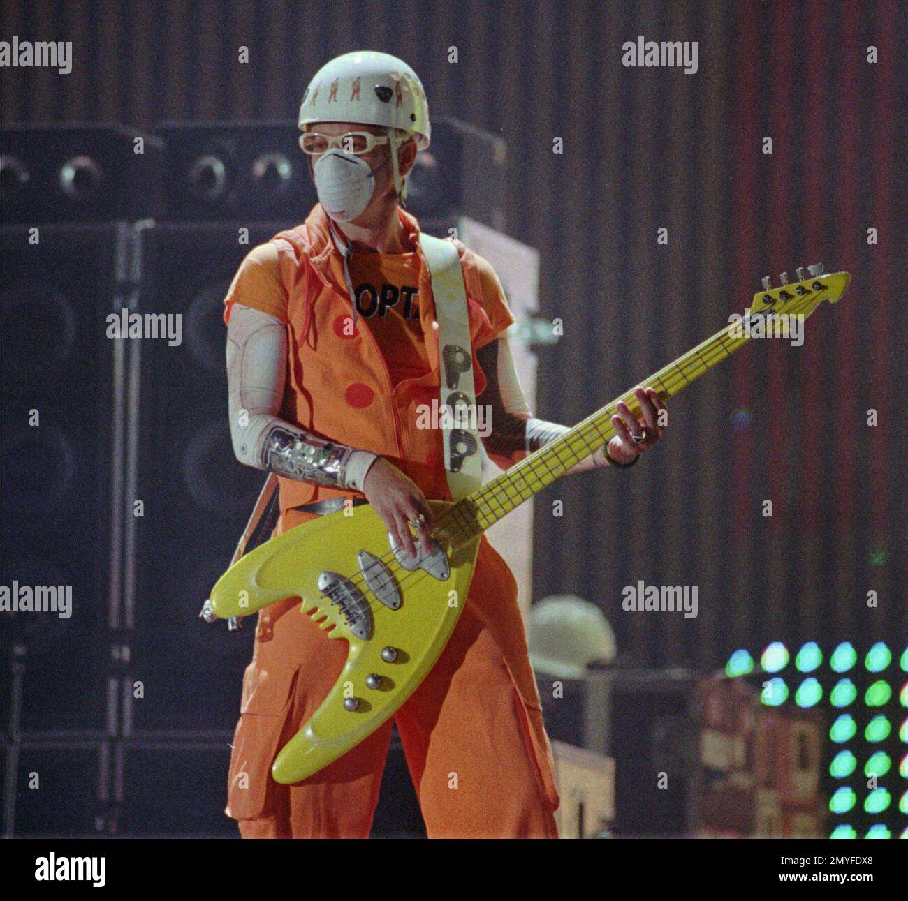 Base player Adam Clayton of the rock group U2 performs as U2 kicks off ...