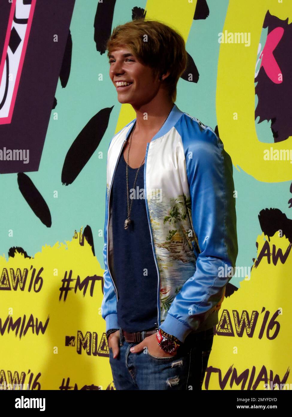 Spanish actor Javier Luna arrives to the MTV MIAW awards at the Pepsi ...