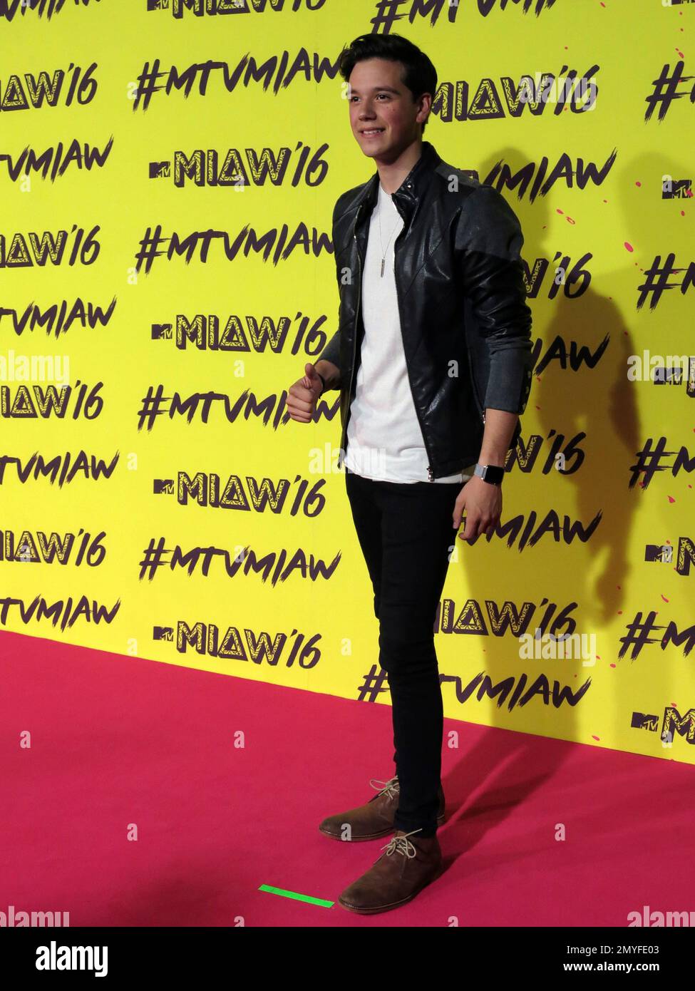 The Mexican singer Axel Muniz arrives to the MTV MIAW awards at the ...