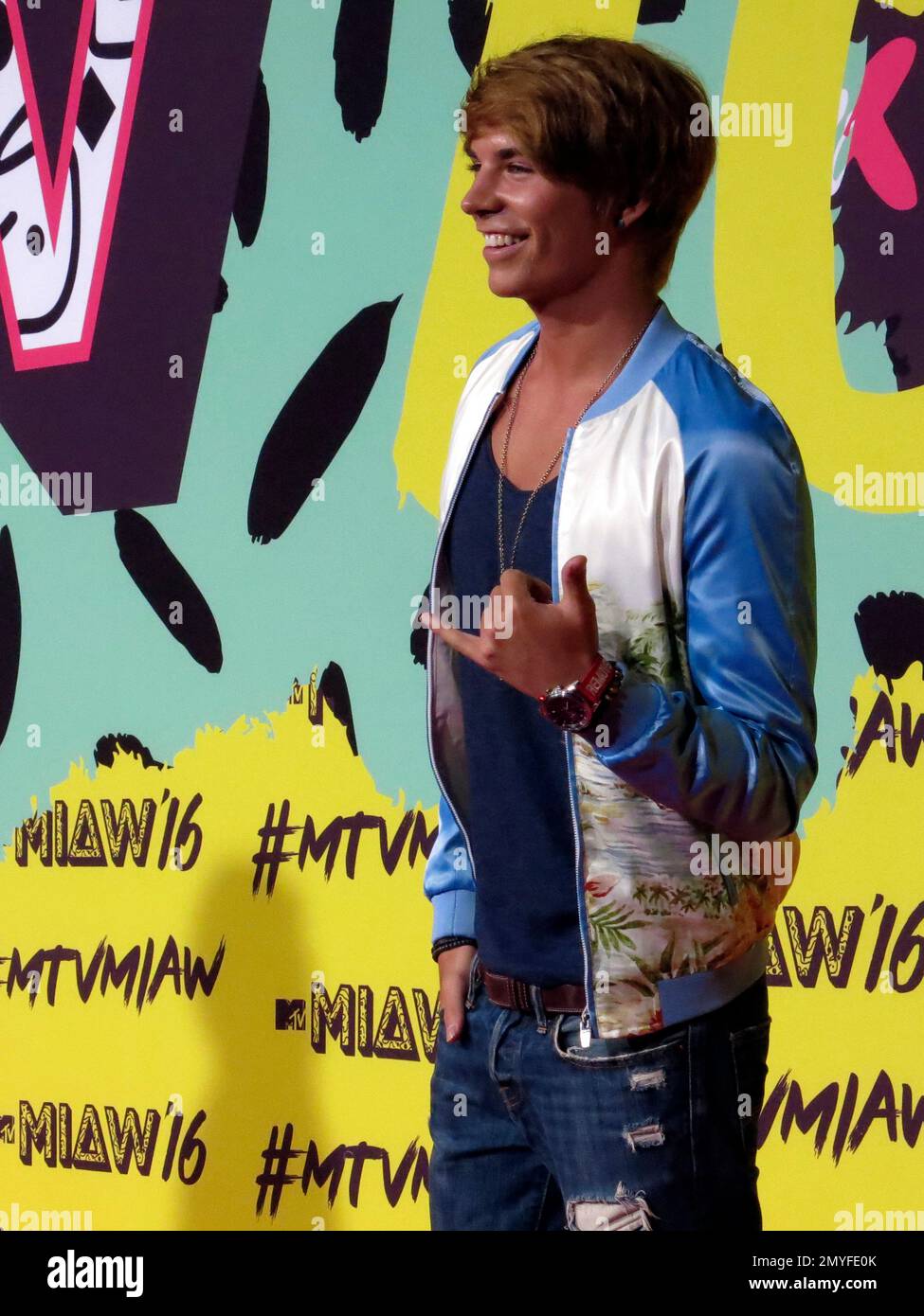 Spanish actor Javier Luna arrives to the MTV MIAW awards at the Pepsi Center in Mexico City ...