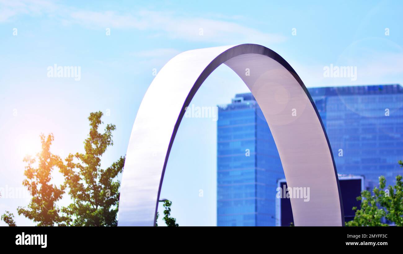 Glass building with transparent facade of the building and blue sky ...