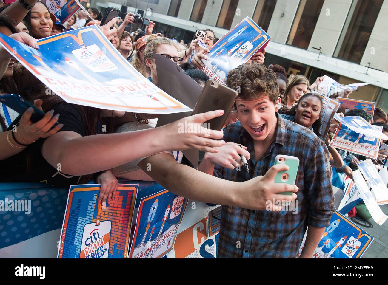 Charlie Puth meets with fans before performing on NBC's "Today" show at ...