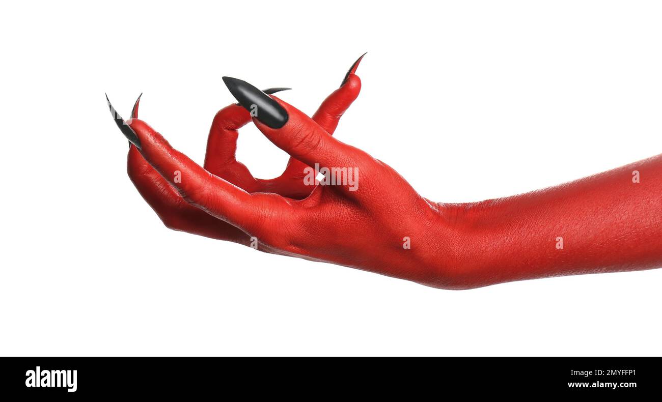 Scary monster on white background, closeup of hand. Halloween character ...