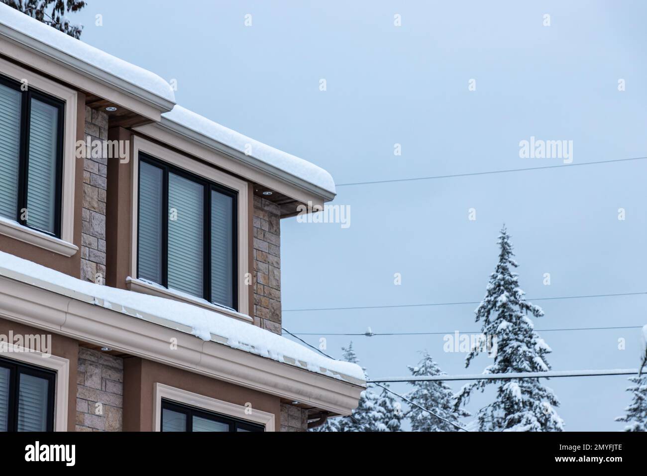 The close up image of modern authentic European house roof and window ...