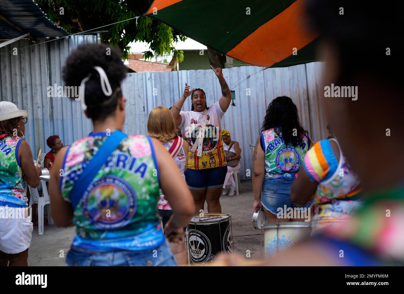 Members of the Turma da Paz de Madureira, or TPM, samba school rehearse ...