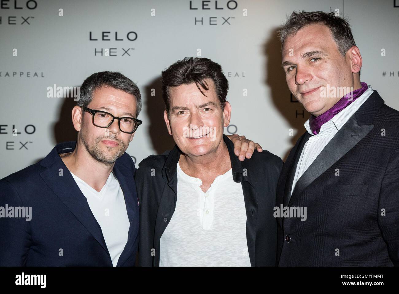 From left, 'Lelo Hex' co-founder Miroslav Slavic, US actor Charlie ...
