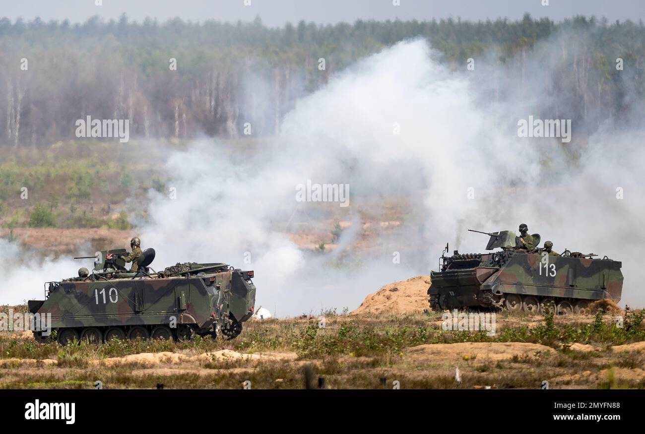 Soldiers from NATO countries attend an military exercise 'Iron Wolf ...