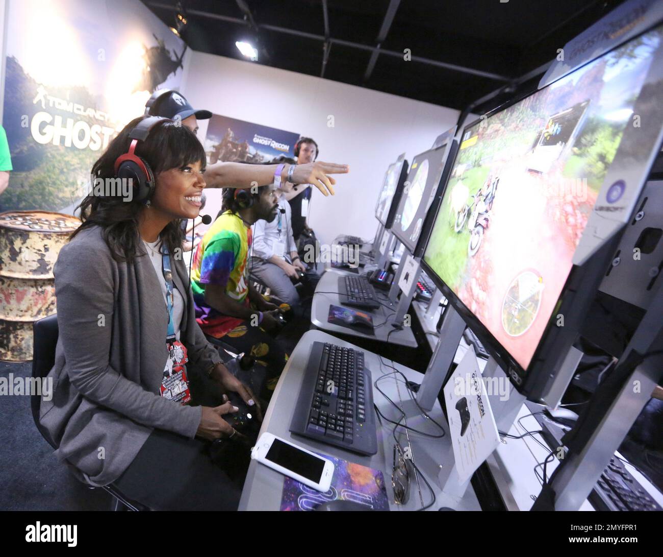 Aisha Tyler playing Tom Clancy's Ghost Recon Wildlands at Ubisoft E3 ...