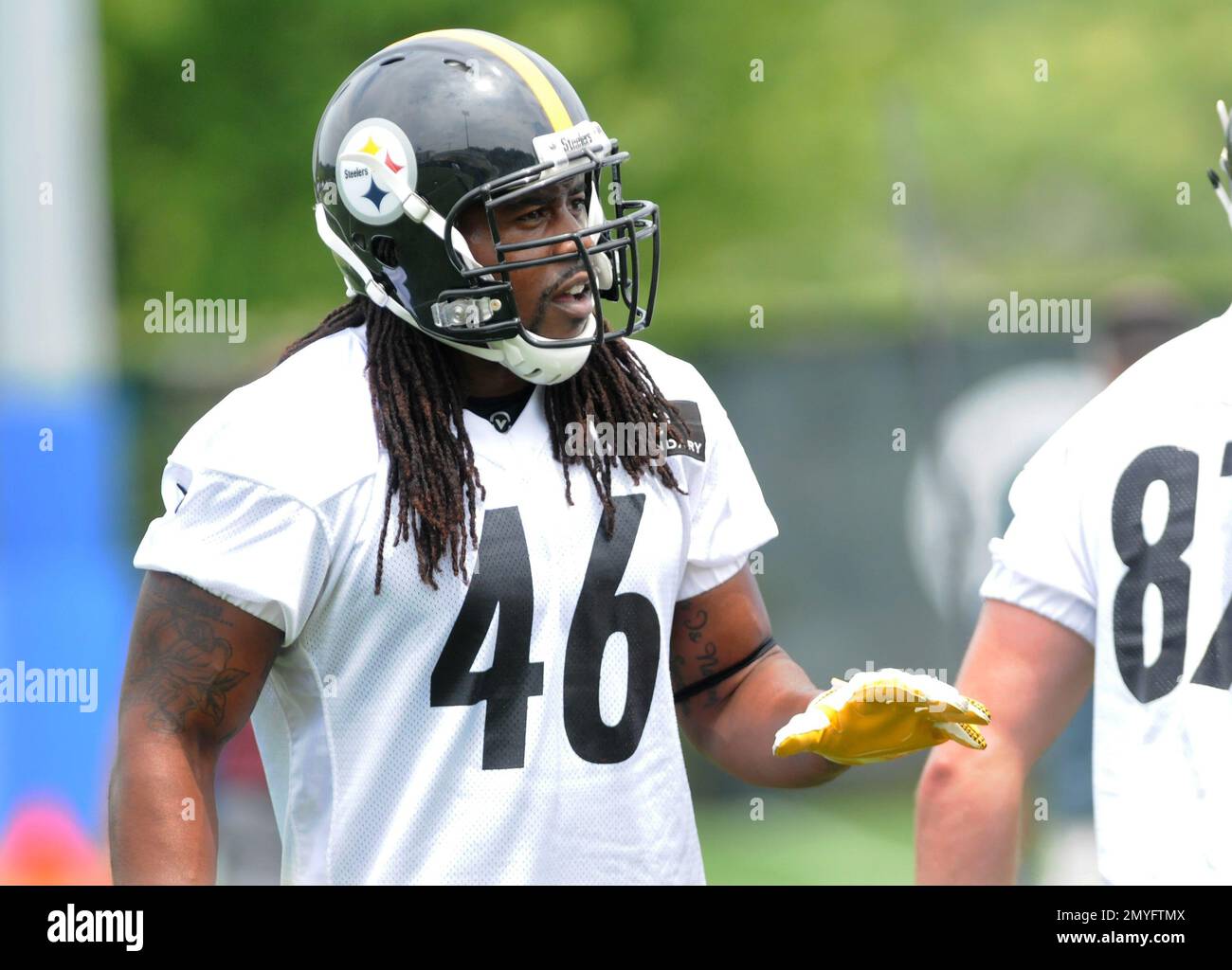 Pittsburgh Steelers tight end, David Johnson, (46), during a drill at a ...