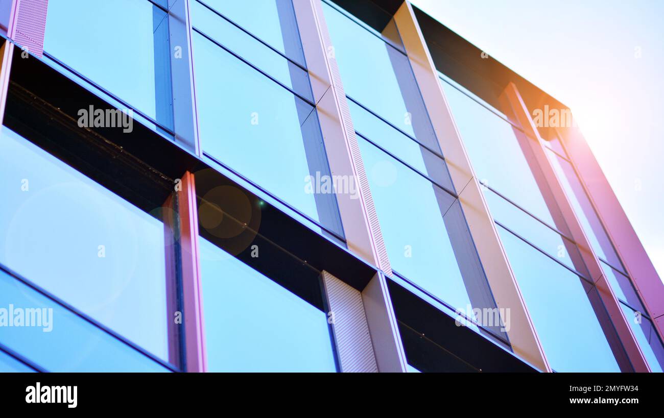Minimalist glass facade, steel framework holding the large transparent ...