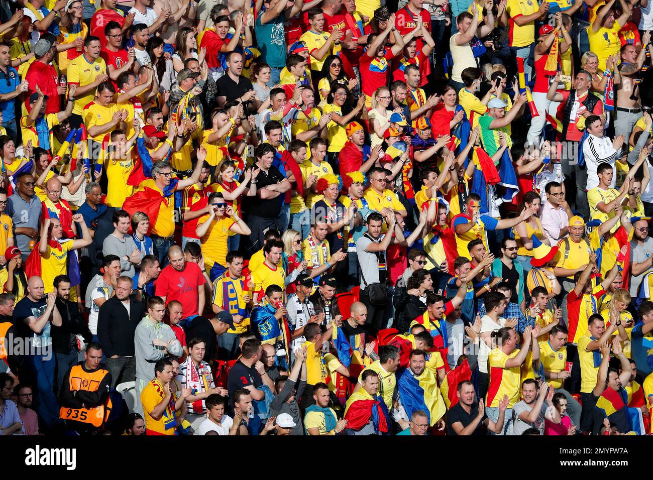 Romania's fans cheer for their team during the Euro 2016 Group A soccer ...