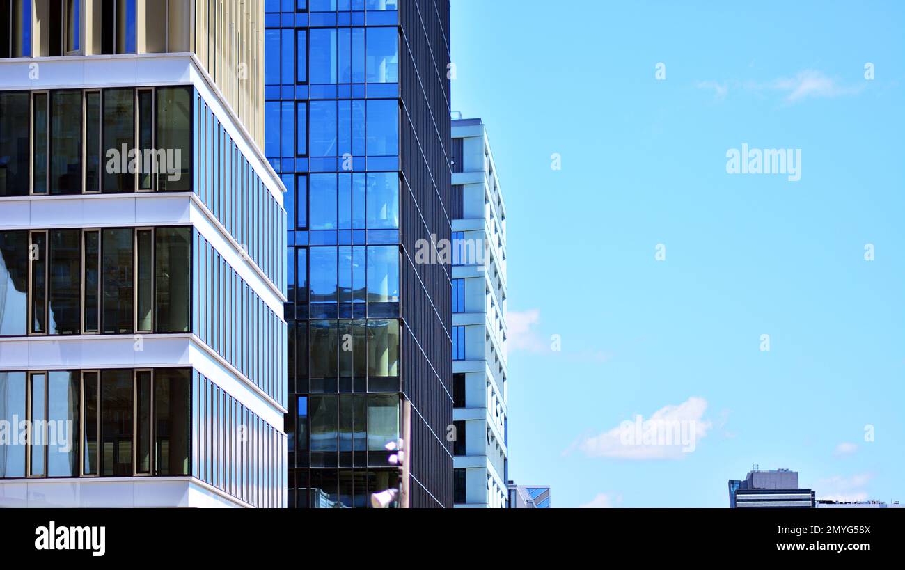 Minimalist glass facade, steel framework holding the large transparent ...