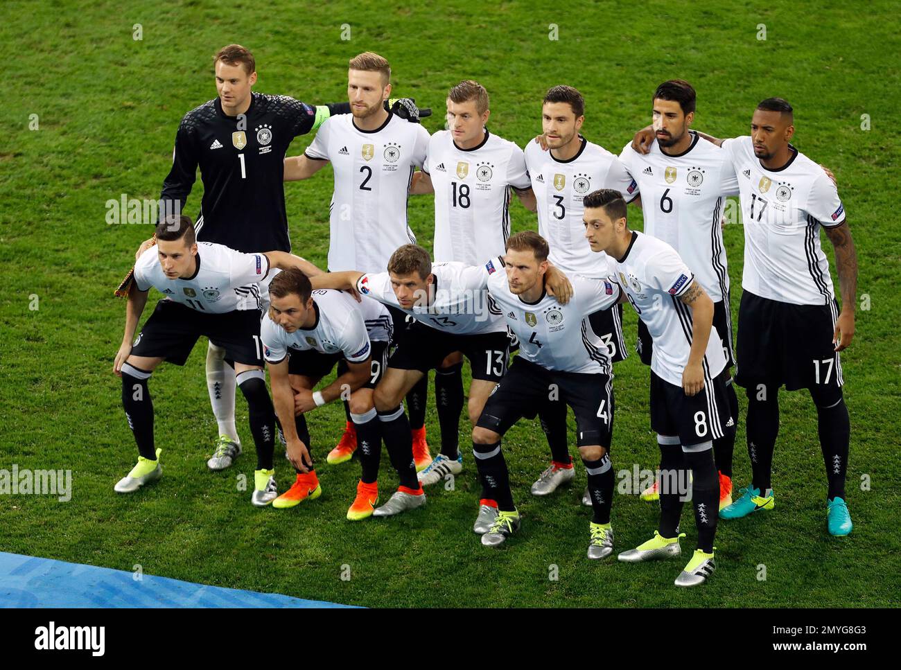 Germany players pose for photos prior to the Euro 2016 Group C soccer ...