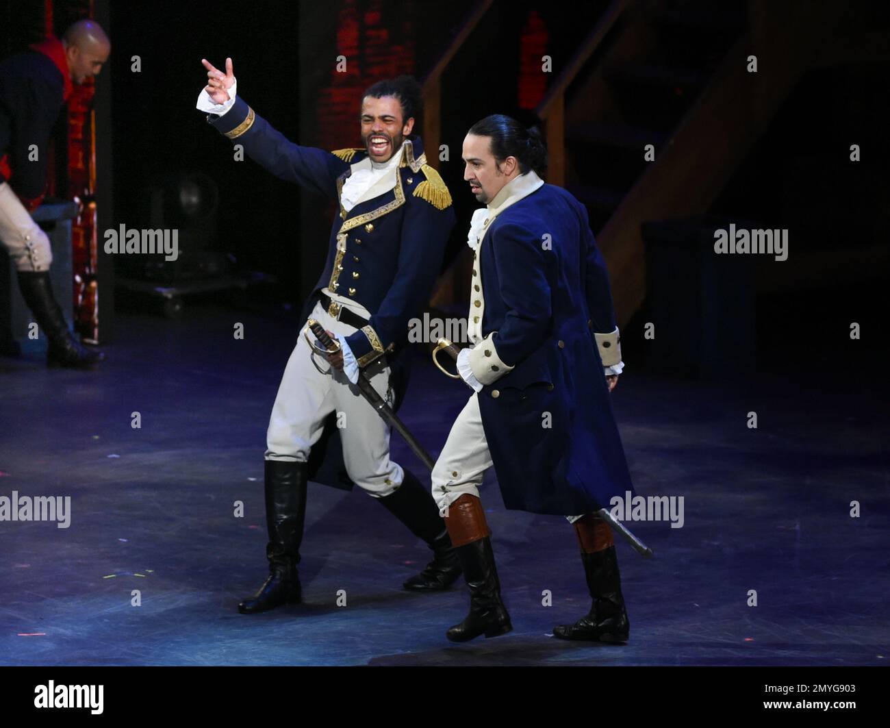 Actors Daveed Diggs, left, and Lin- Manuel Miranda, of "Hamilton ...