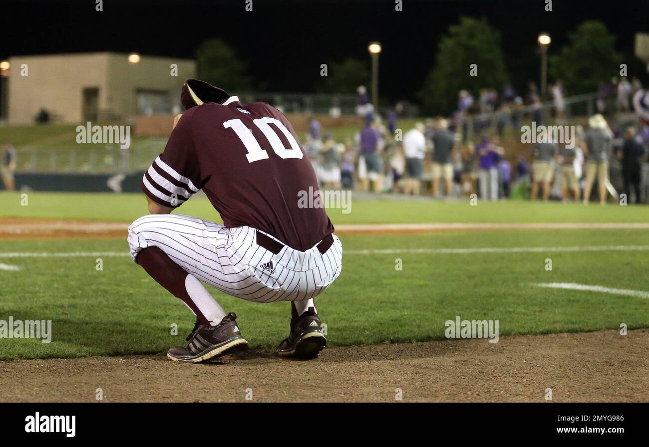 Texas A&M's Andrew Vinson (10) reacts as TCU players celebrate their 4 ...