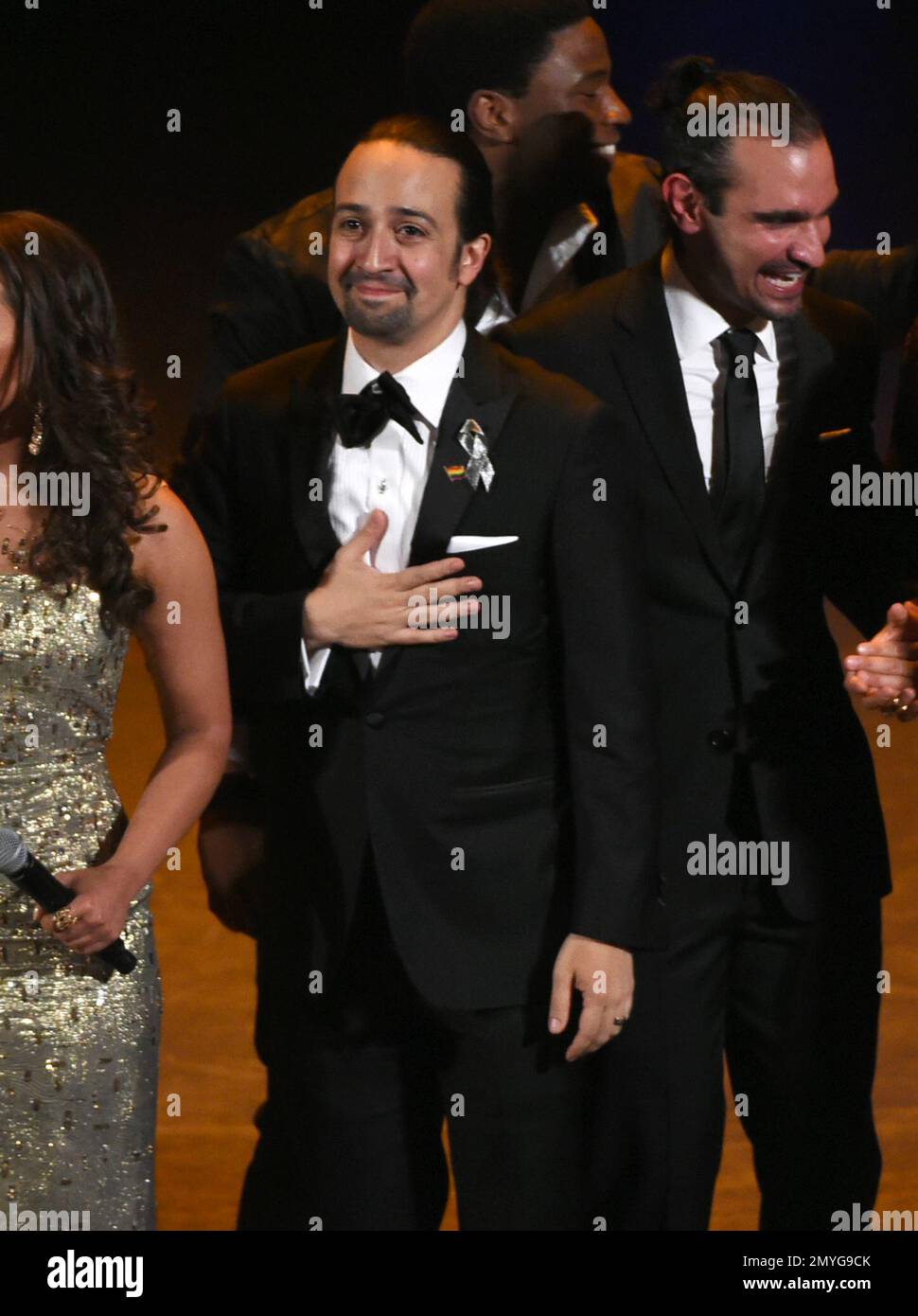 Lin-Manuel Miranda of "Hamilton," reacts after winning the 2016 award ...