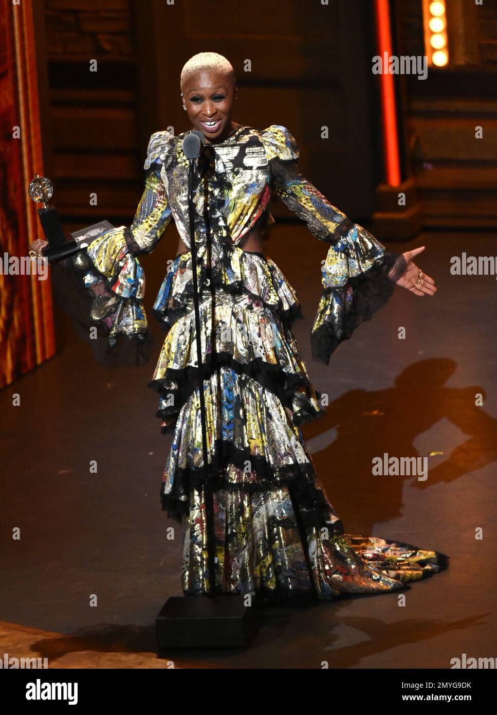 Cynthia Erivo accepts the award for leading actress in a musical for ...