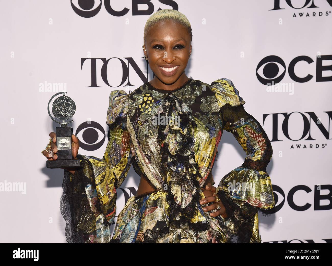 Cynthia Erivo poses with the award for leading actress in a musical for ...