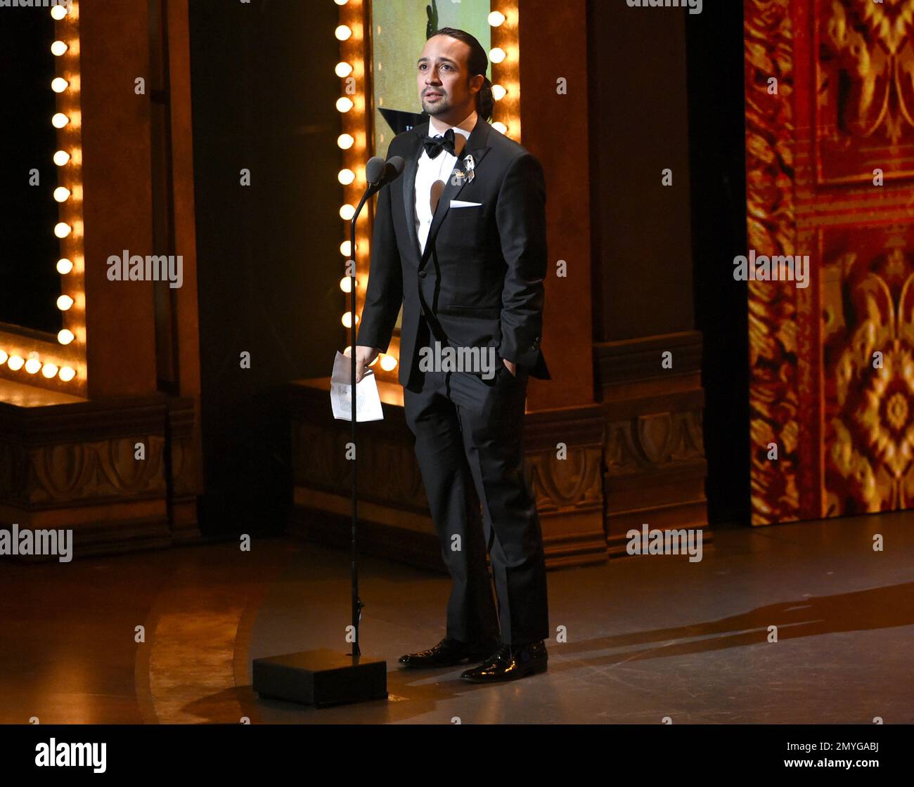 Lin-Manuel Miranda accepts the award for best original score for ...