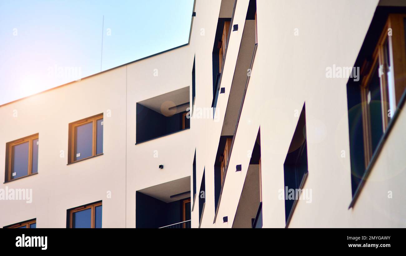 Modern European residential apartment buildings quarter. Abstract ...