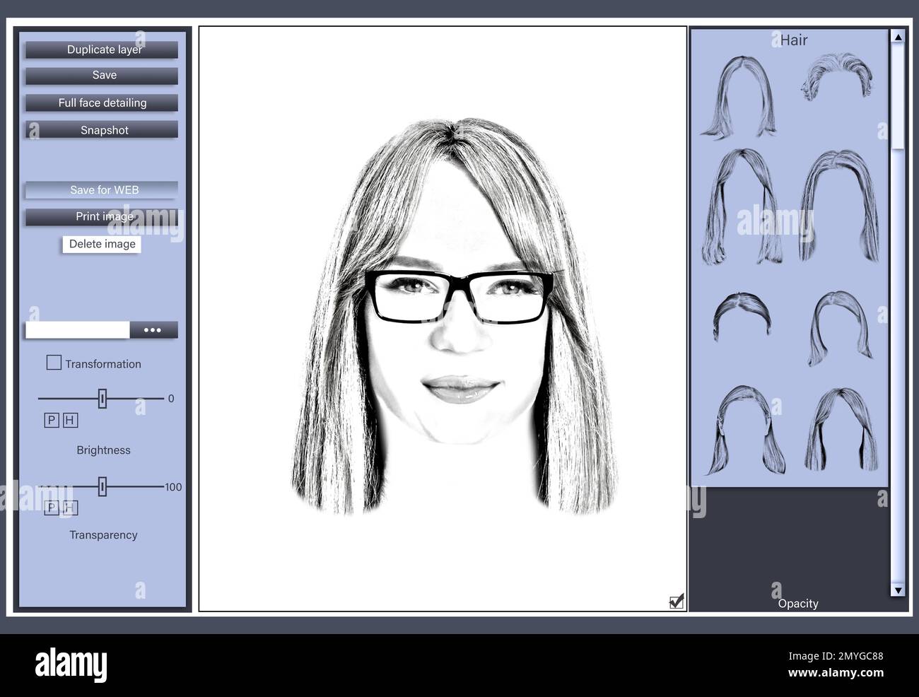 Facial composite software for reconstructing suspected person's face ...