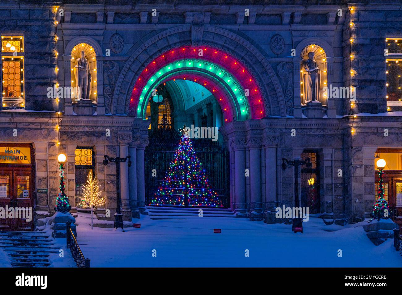 Christmas tree, BC Legislature, Victoria, Vancouver Island, British ...