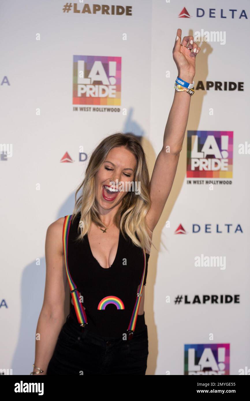 Samantha Schacher arrives at the "LA Pride Festival and Parade" event at the West Hollywood Park ...