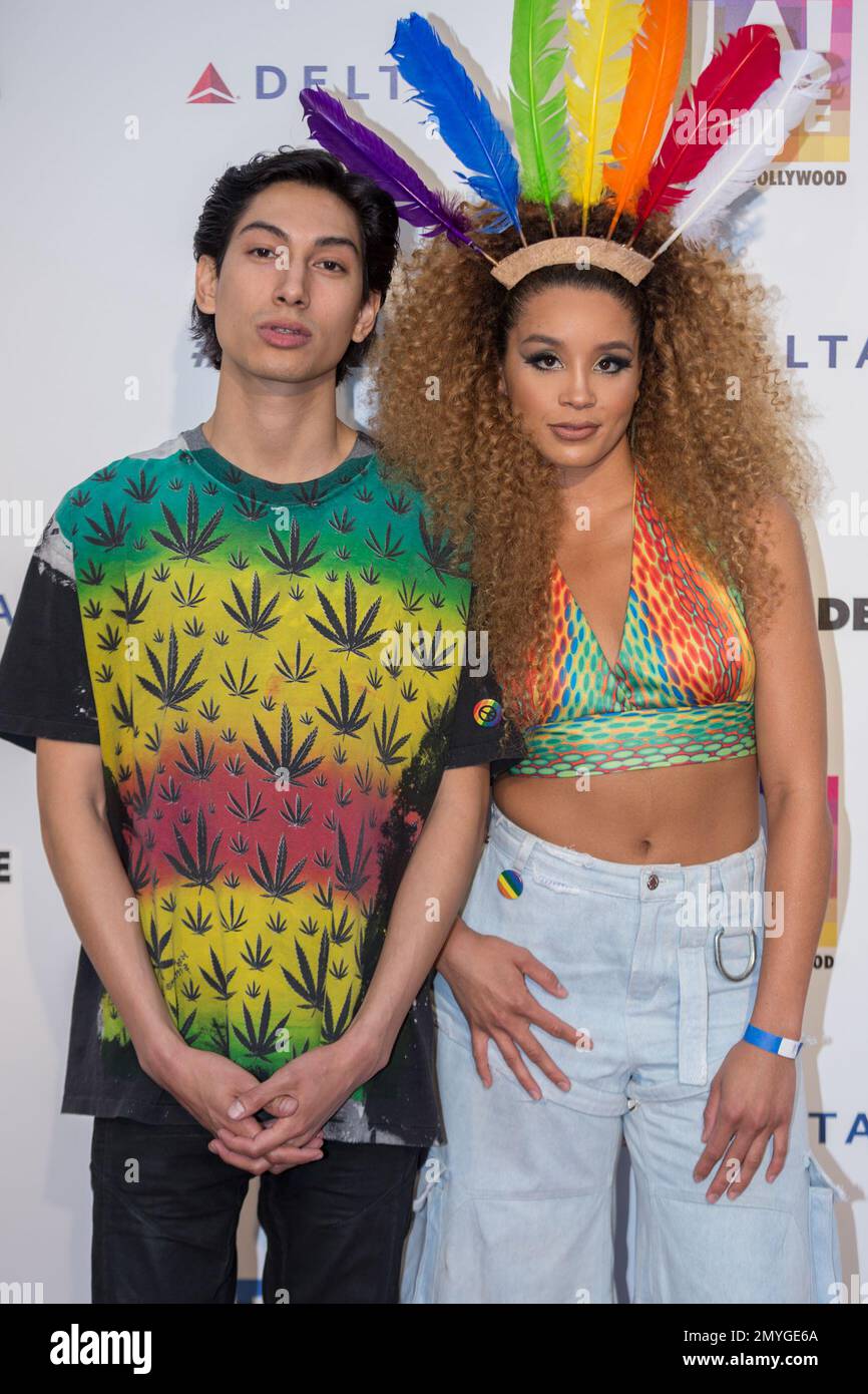 Lillian Hervey, left, and Lucas Goodman from Lion Babe arrive at the ...