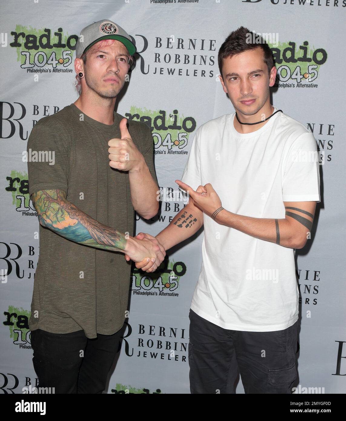 Josh Dun, left, and Tyler Joseph of the band Twenty One Pilots pose for ...