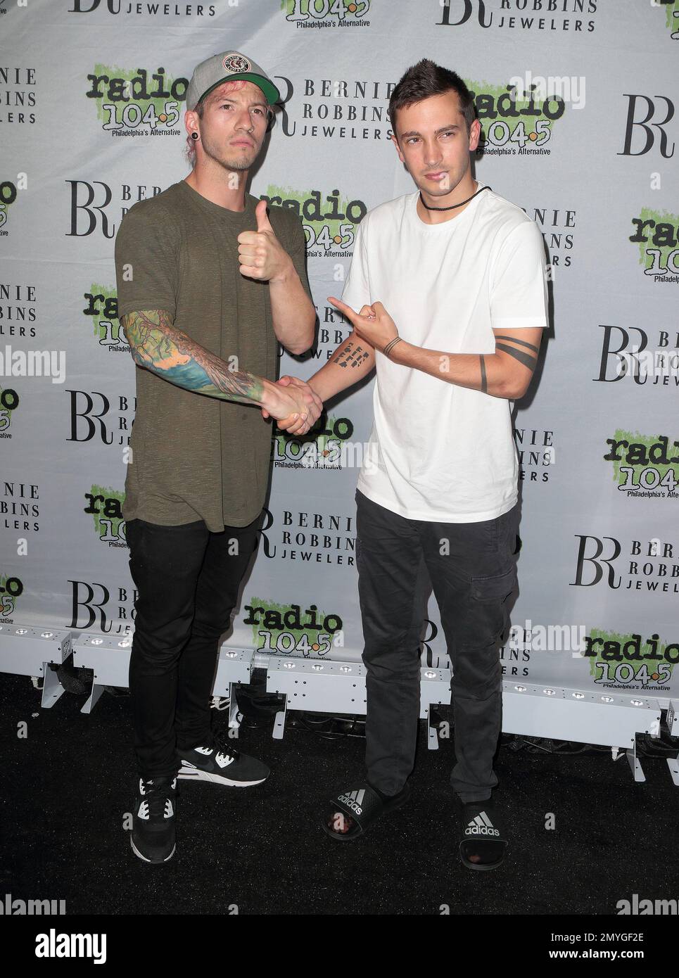 Josh Dun, left, and Tyler Joseph of the band Twenty One Pilots pose for ...