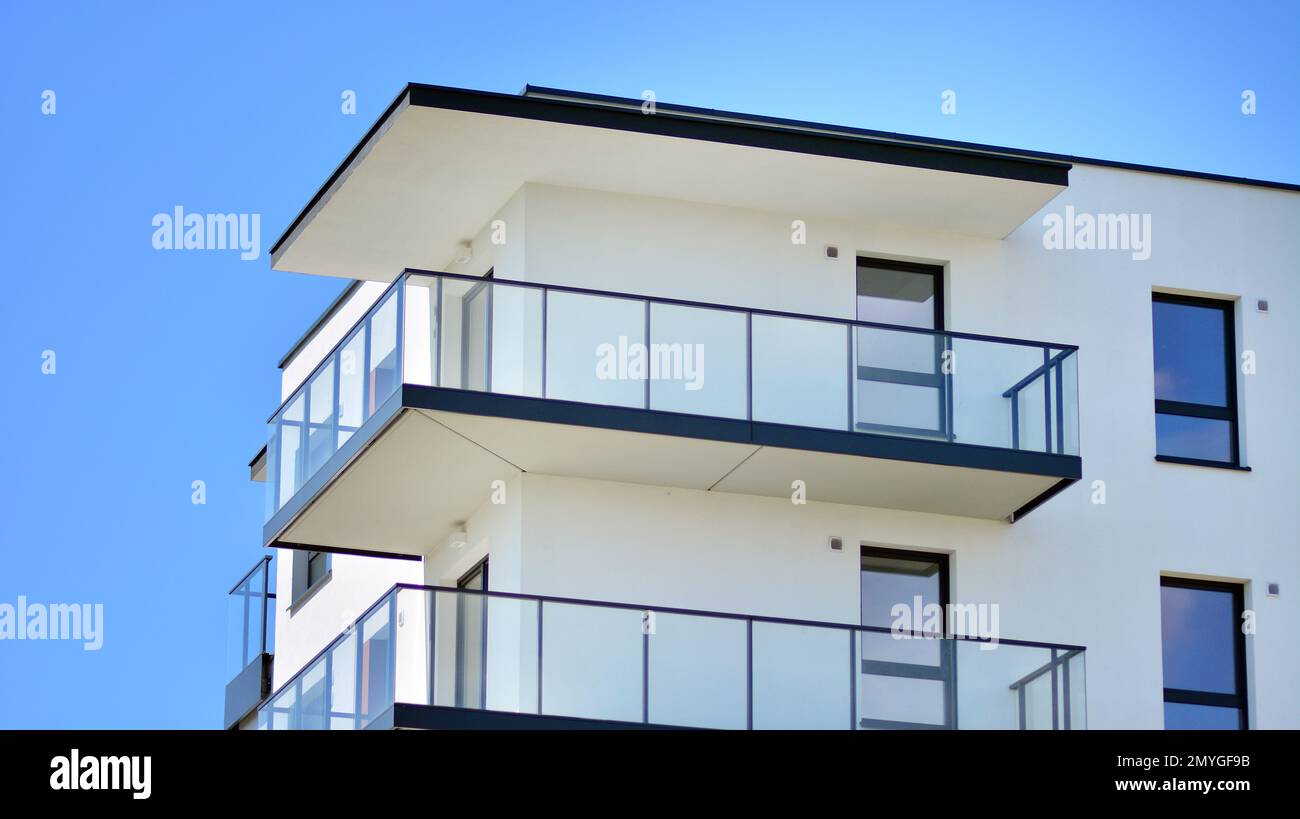 Modern European residential apartment buildings quarter. Abstract ...